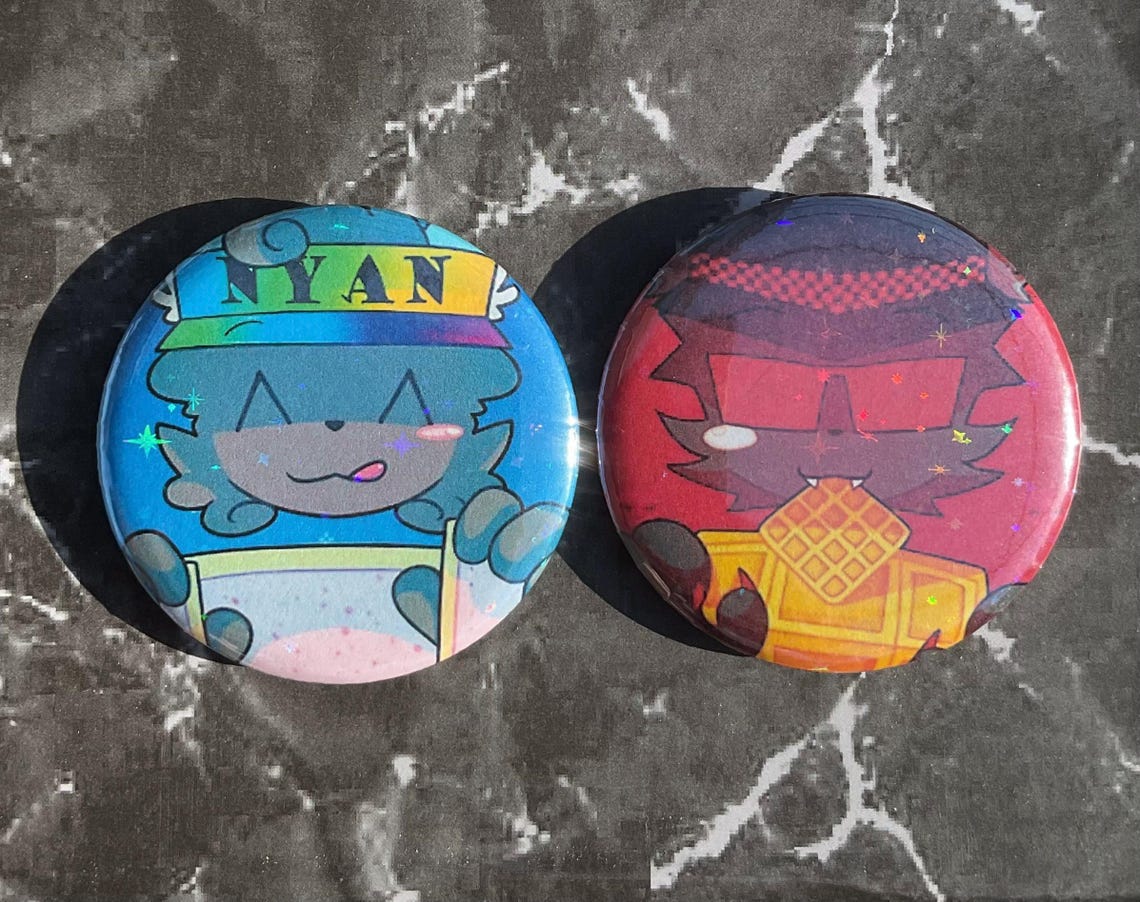 Roblox Forsaken Holographic Pin Buttons - Tac Nayn Chance , Nyan Cat ...