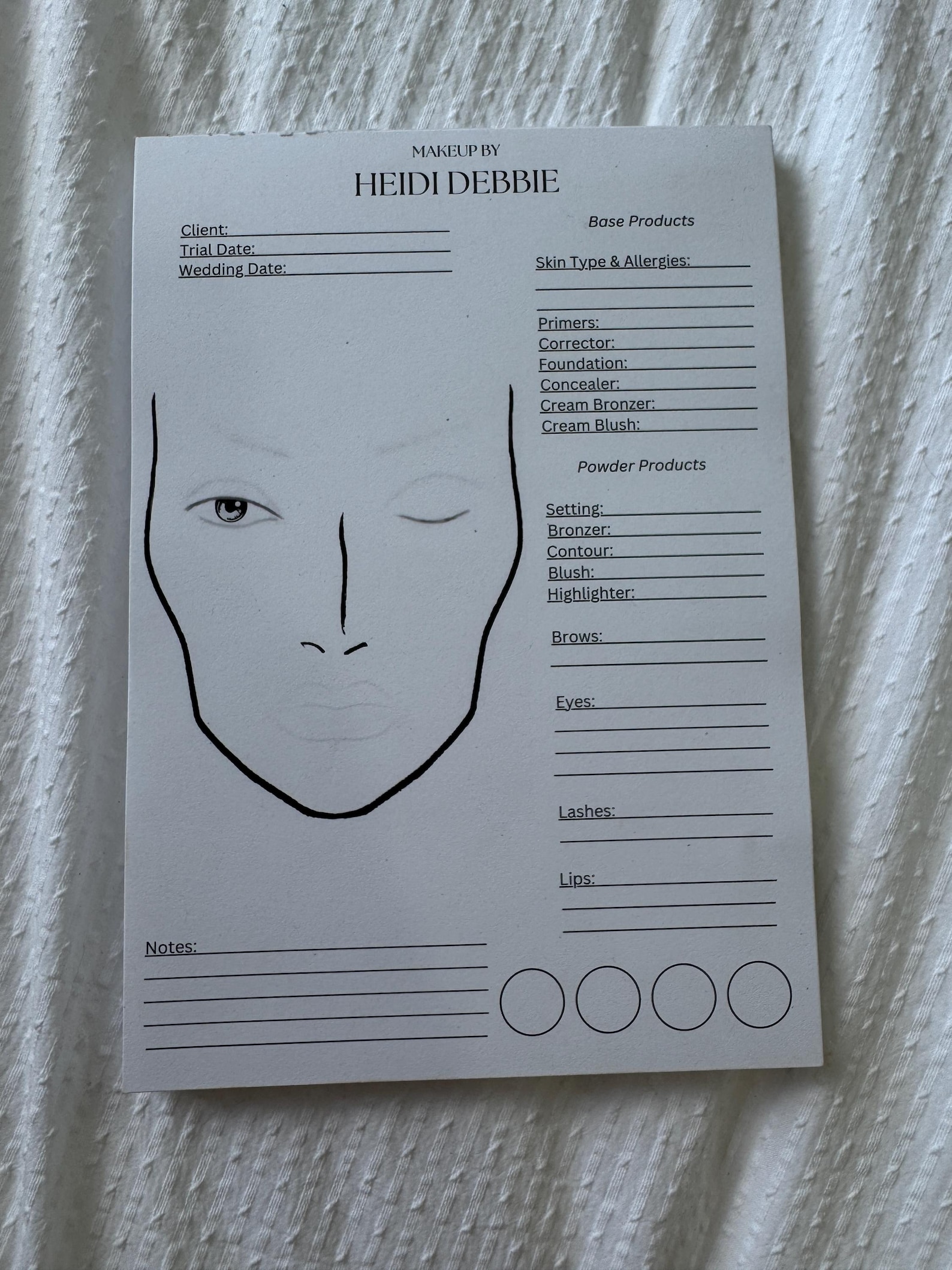 Makeup Artist Face Chart (bridal Trial) - Etsy
