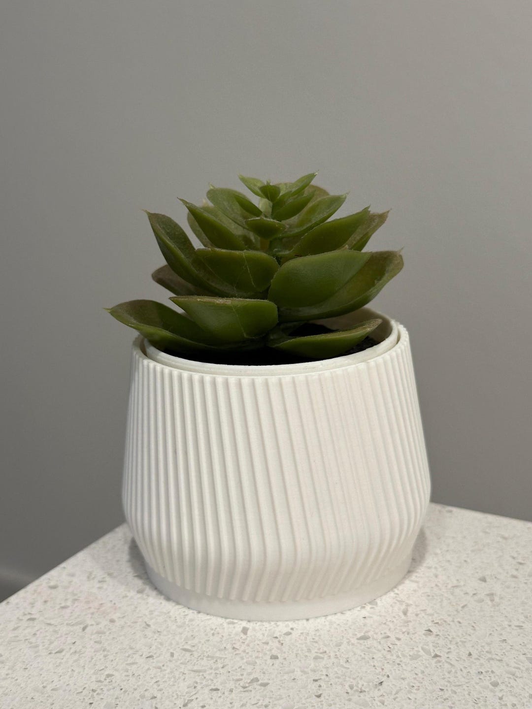 Modern Ribbed Angled 3D Printed Pot for Plants With Drainage / 3 Color ...