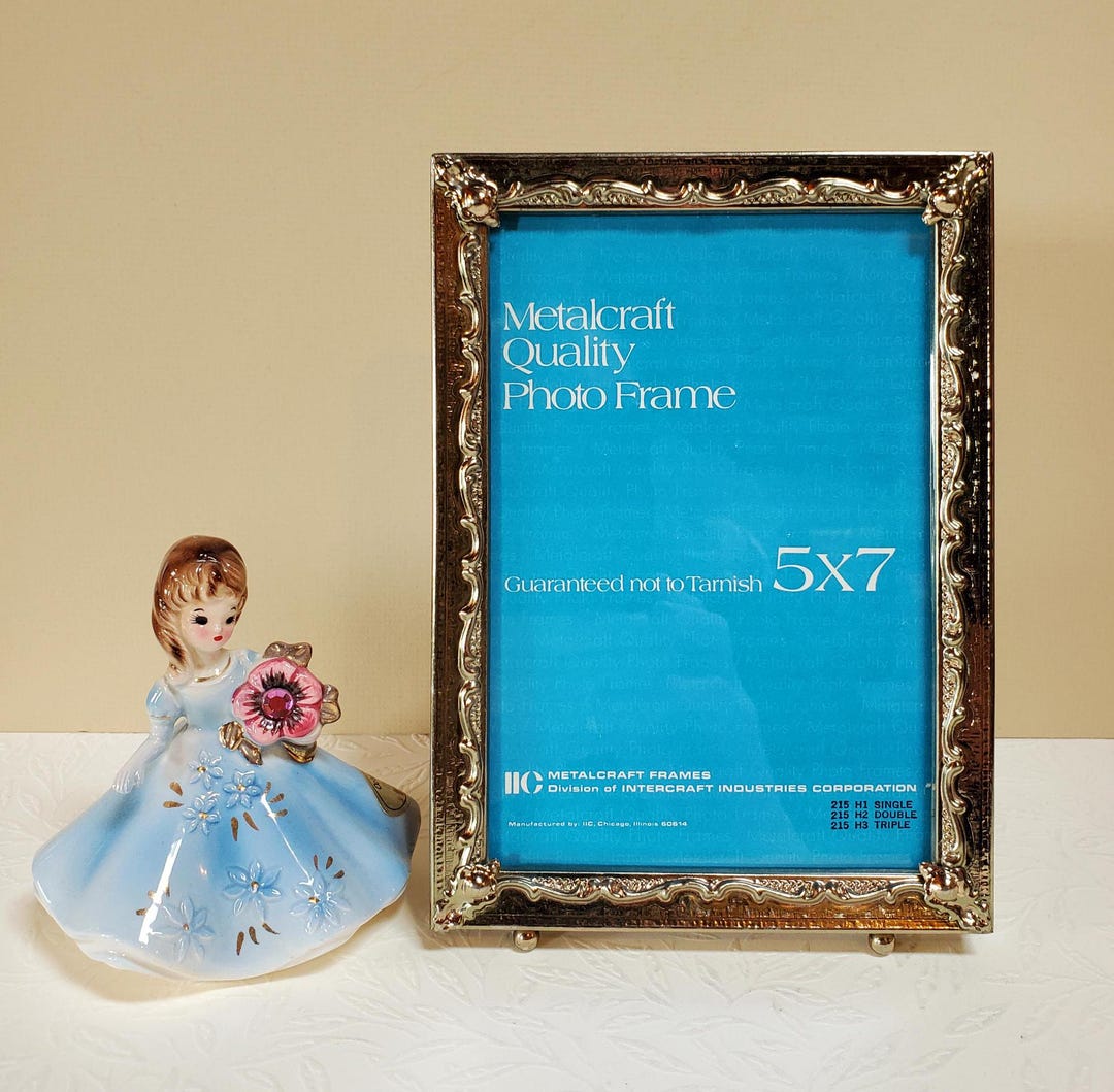 Holds 5 X 7 Picture, Brass Embossed, Ball Feet, Metalcraft Frame Made ...