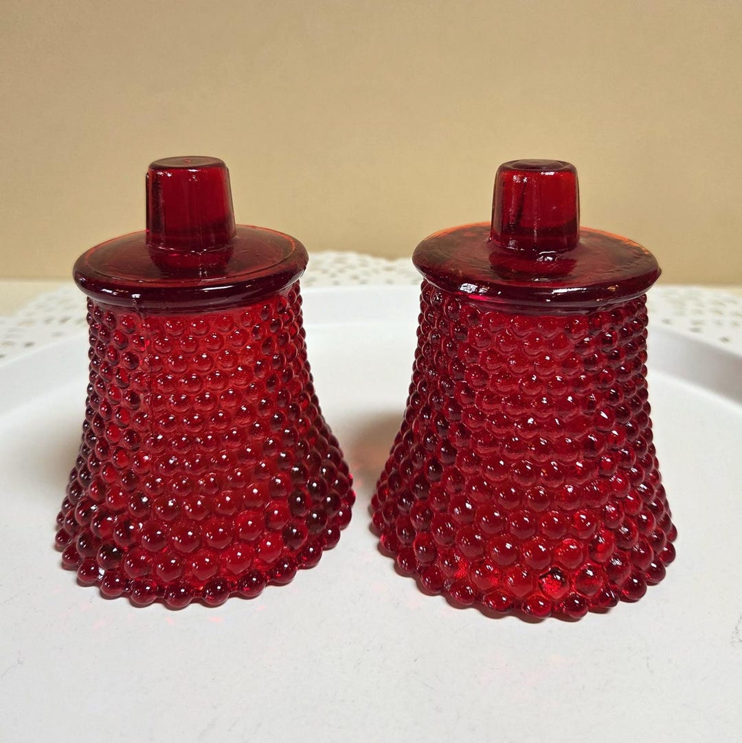 Pair of Red Hobnail Votive Inserts, Christmas Wedding Decor, Romantic ...