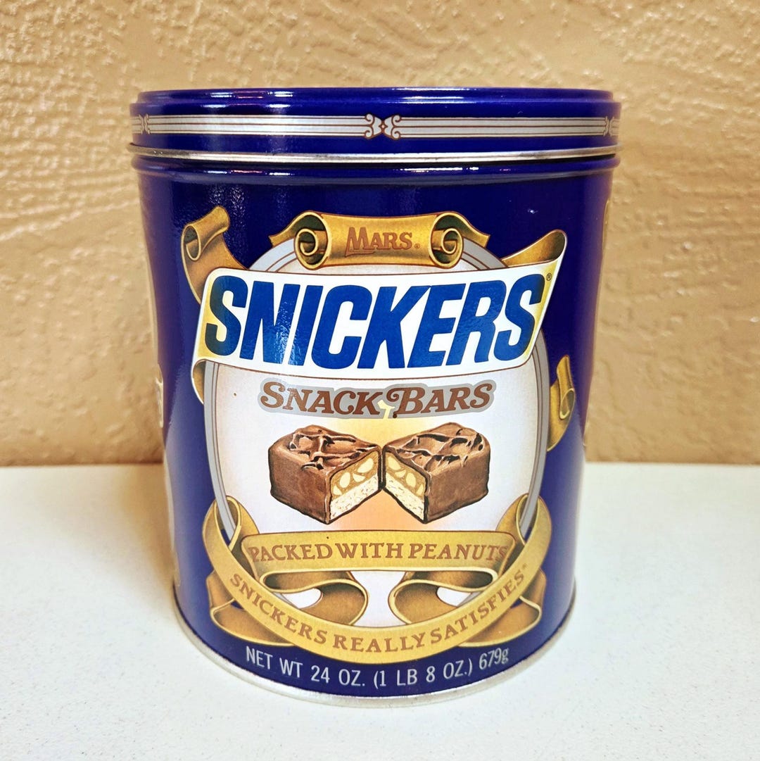 Snickers Candy Bars Tin, Metal Storage Collectible, Nostalgic, Mars Inc ...