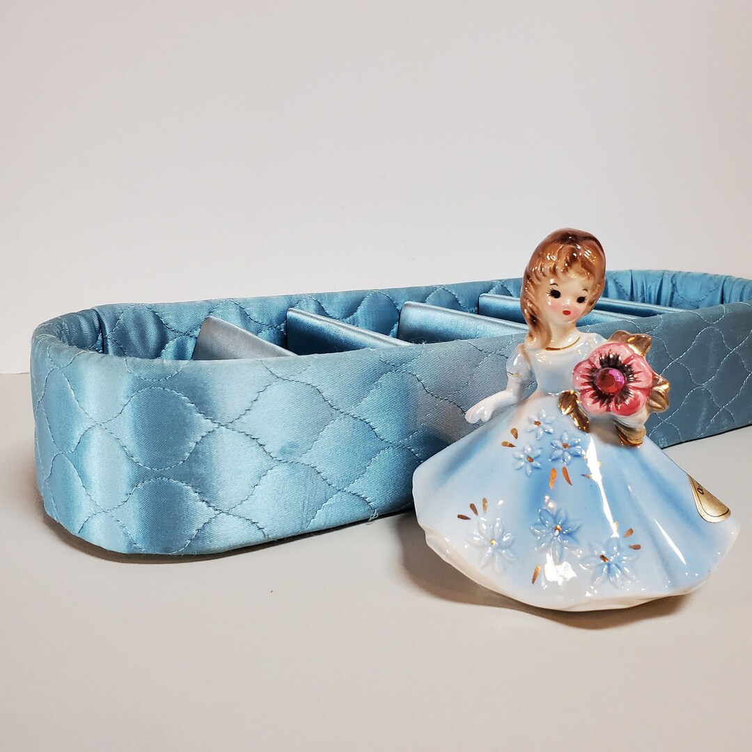 Lingerie Hosiery Drawer Organizer, Blue Quilted Storage, Hose Glove Box ...