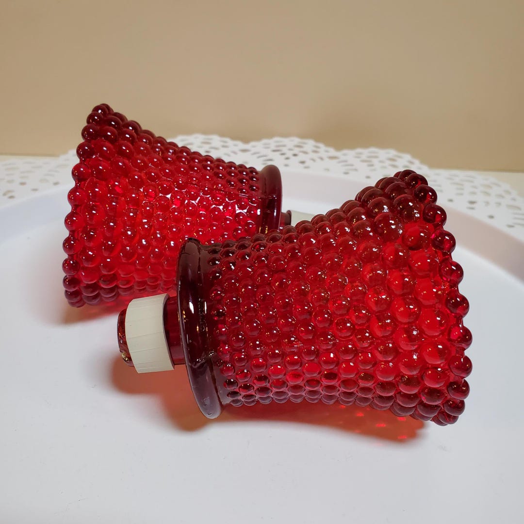 Pair of Red Hobnail Votive Inserts, Christmas Wedding Decor, Romantic ...