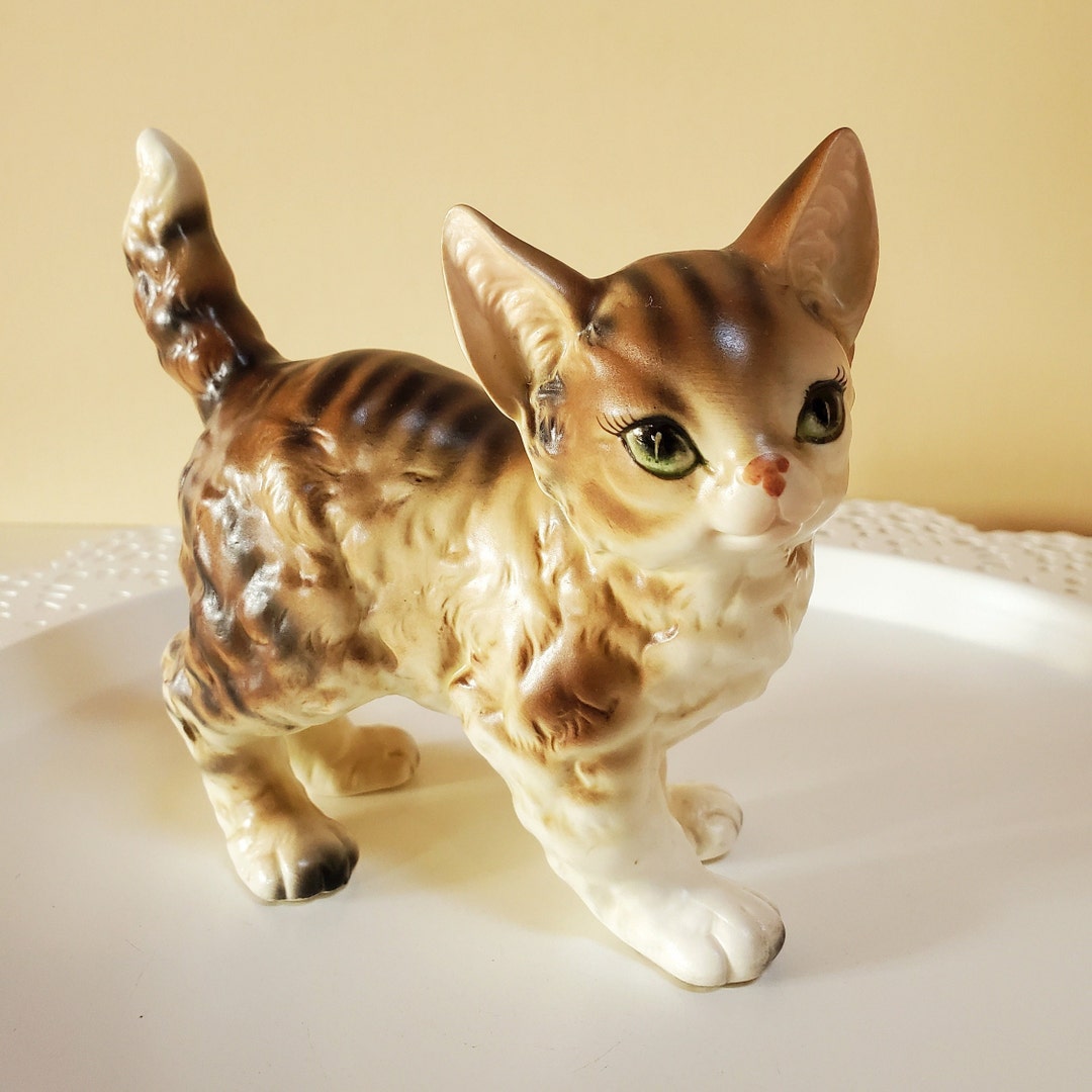 LEFTON Tabby Kitten, Standing Cat Figurine, Original Label Japan ...