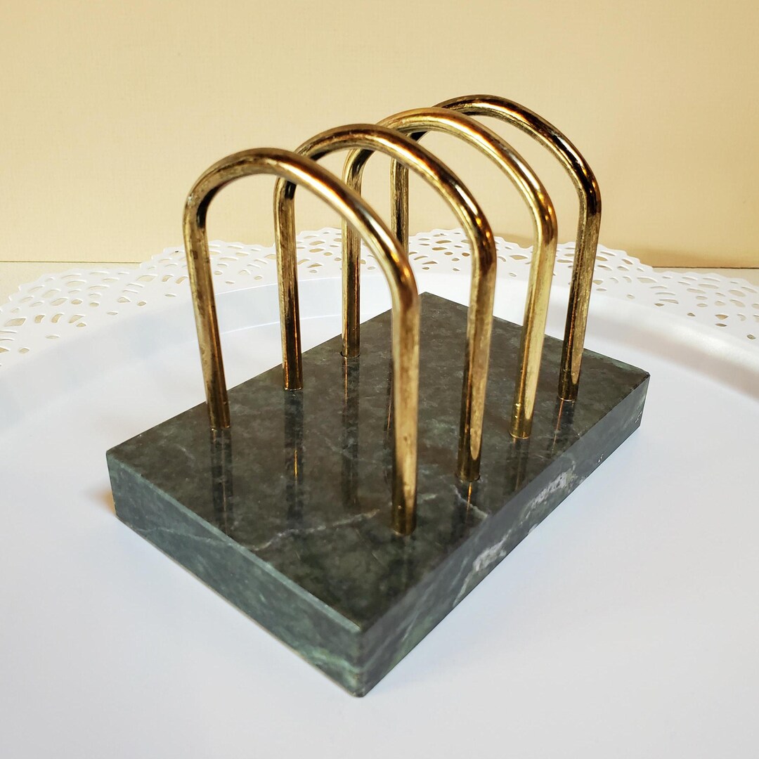 Letter File Holder, Green Onyx Marble Base, Desk Caddy, Brass Metal ...