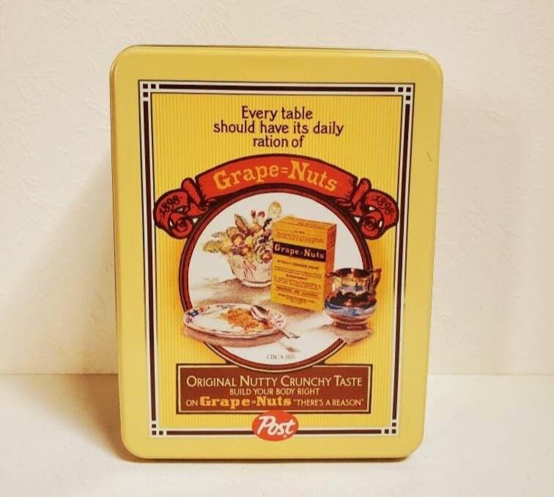 Post Grape Nuts Metal Storage Tin, Cereal Box, Replica Advertisements ...