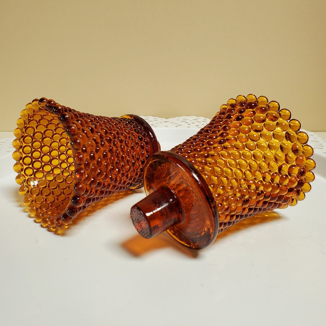 Pair of Amber Hobnail Votive Inserts, 1000 Eyes, Home Decor, Romantic ...