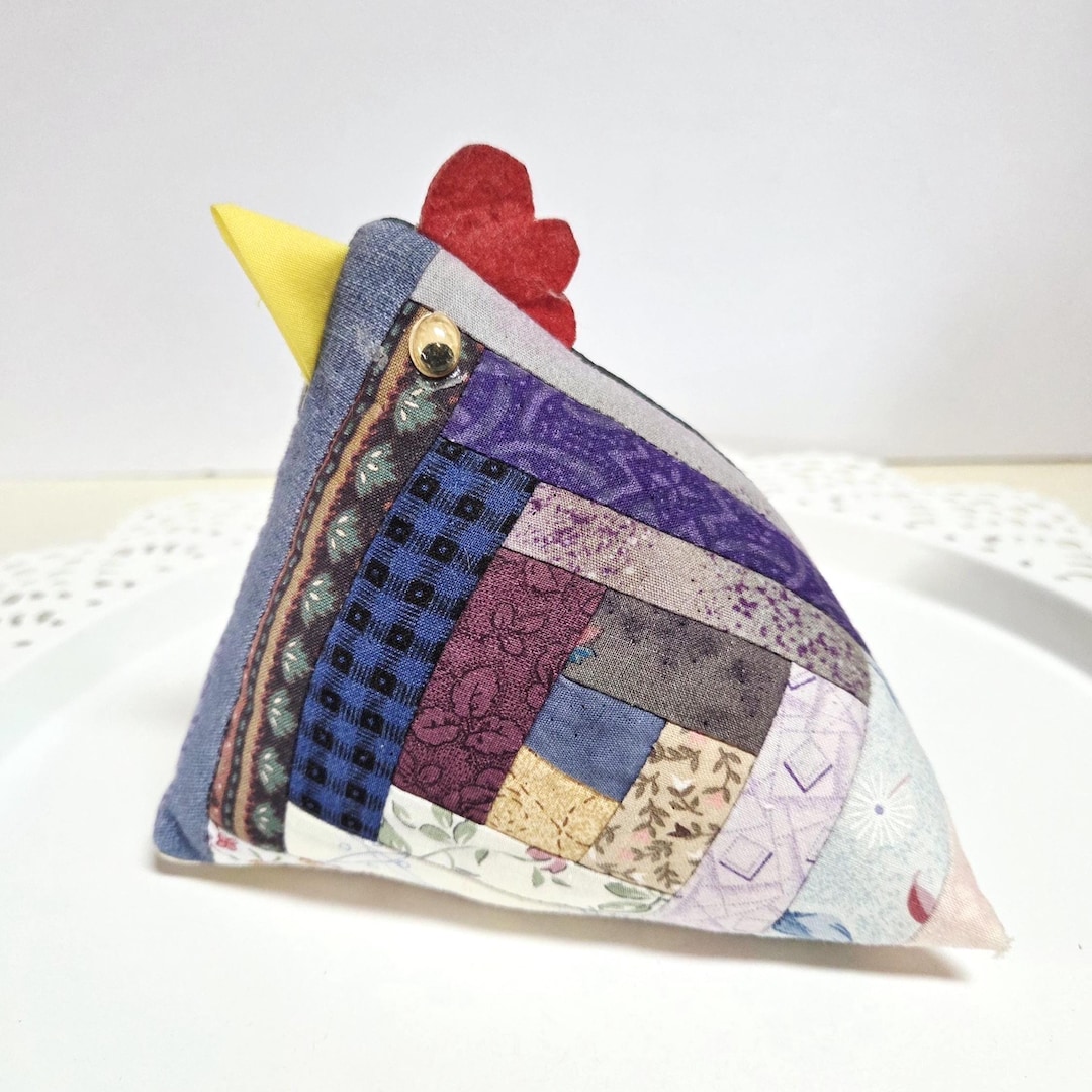 Chicken Pincushion, Quilted Pin Cushion, Handmade, Log Cabin Pattern ...