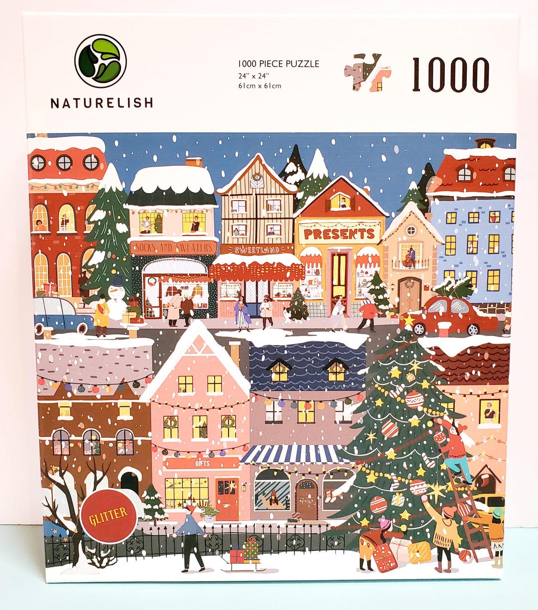Christmas Street View Puzzle, 1000 Pieces Jigsaw, Glitter, PRE-OWNED ...