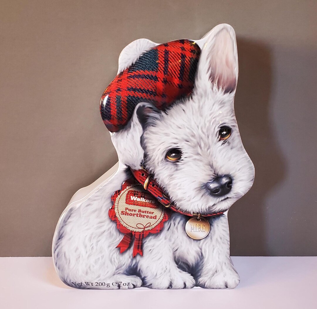 Walker's Shortbread Storage Tin, West Highland White Terrier Dog Shape ...