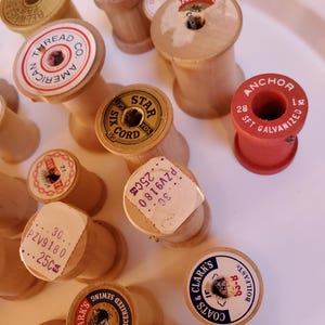 22 Old Wooden Spools, Mid Century Wood Sewing Collectibles, Thread ...