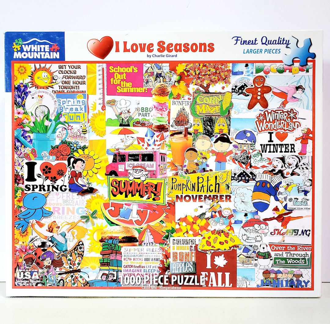 I Love Seasons Puzzle, 1000 Piece Jigsaw, White Mountain USA, Collage ...
