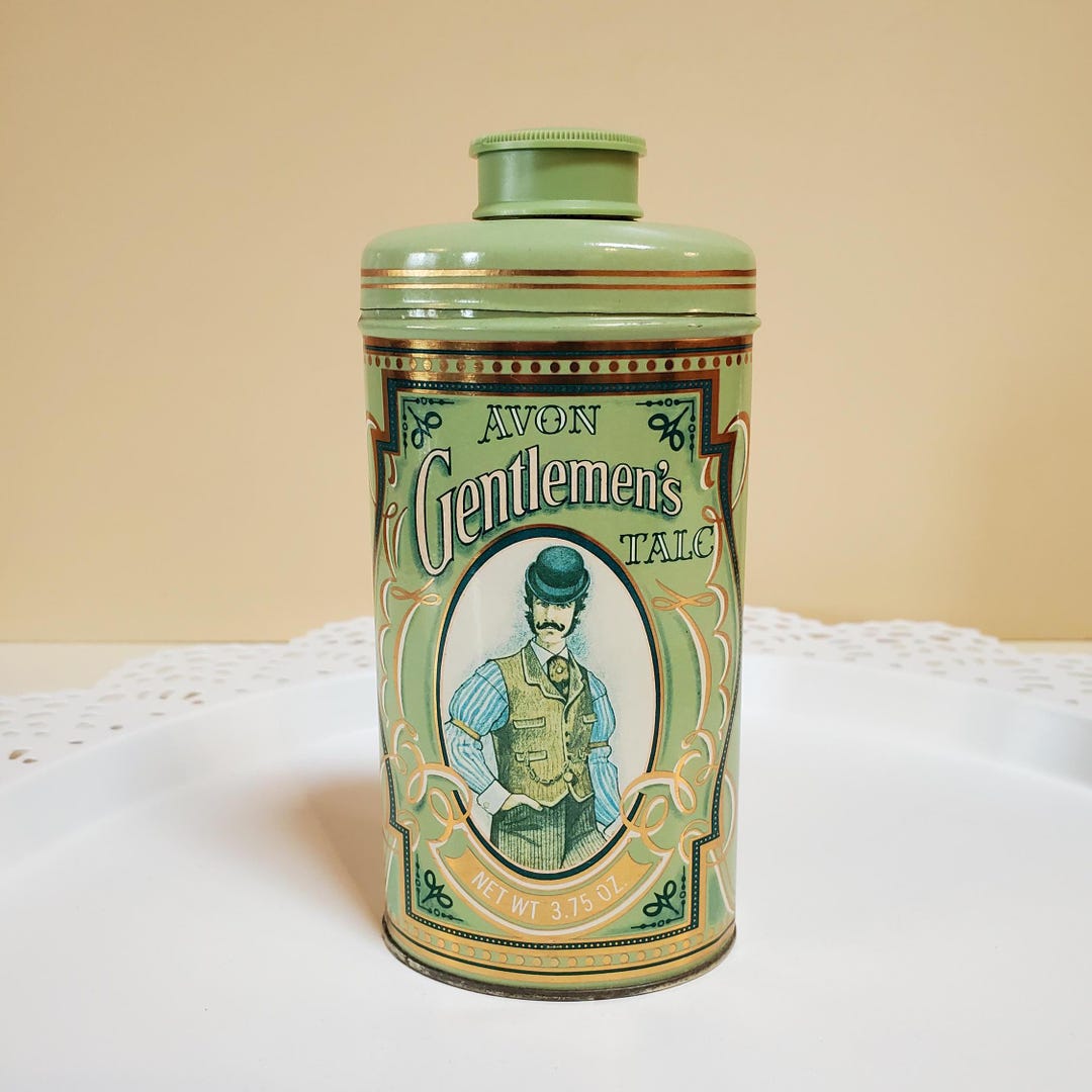 FULL Avon Gentlemen's Talc, Sage Green Metal Tin, Talcum Powder ...