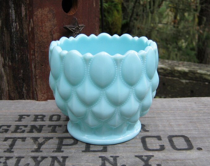 Rare Turquoise Milk Glass Vase by Fostoria - Etsy