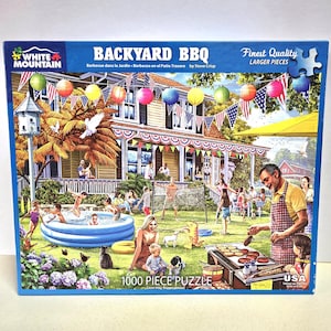 Backyard BBQ Puzzle, 1000 Piece Jigsaw, 4th of July Barbecue, White ...