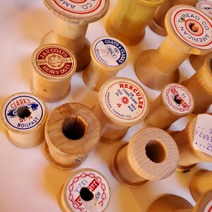 22 Old Wooden Spools, Mid Century Wood Sewing Collectibles, Thread ...