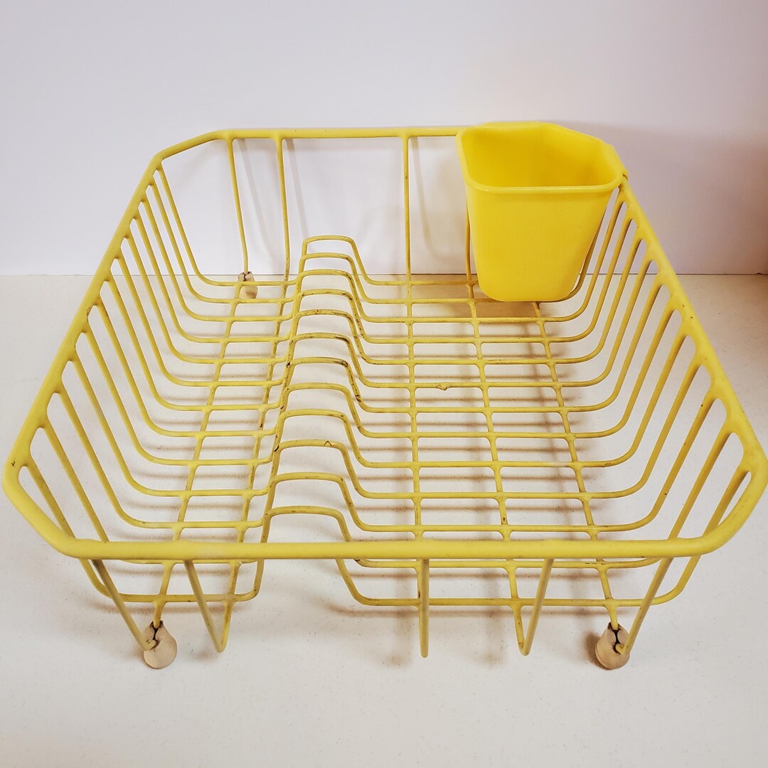 Dish Drainer, Yellow Gold Dish and Cup Drying Rack, Rubbermaid Type Oak ...