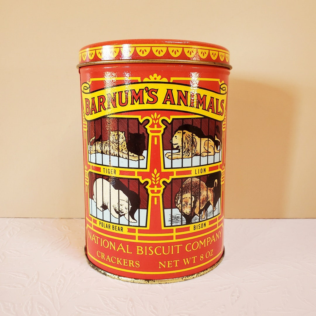 1979 Animal Crackers Metal Storage Tin, Barnum's Animal Biscuits, Zoo ...