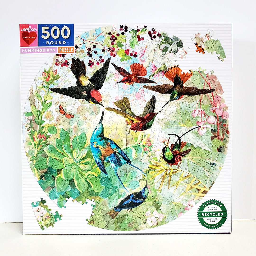 Hummingbirds Puzzle, 500 Piece Round Jigsaw by Eeboo, Birds, PRE-OWNED ...
