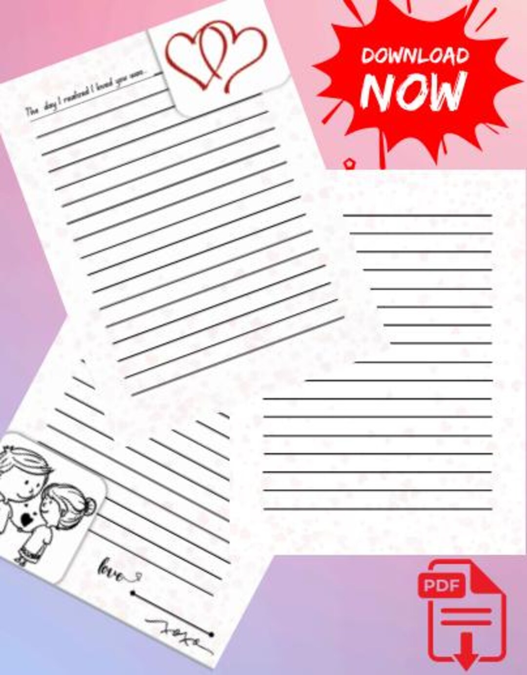 Letter Template- the Day I Realized I Love You - Etsy