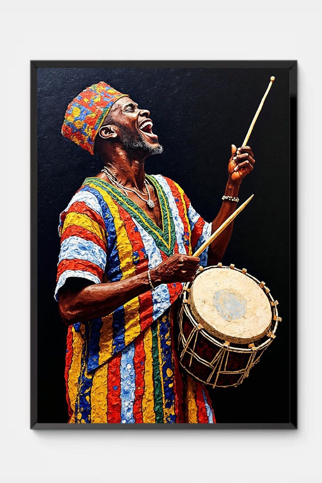 African Drummer Digital Print – African Tribal Music Wall Art, Vibrant ...