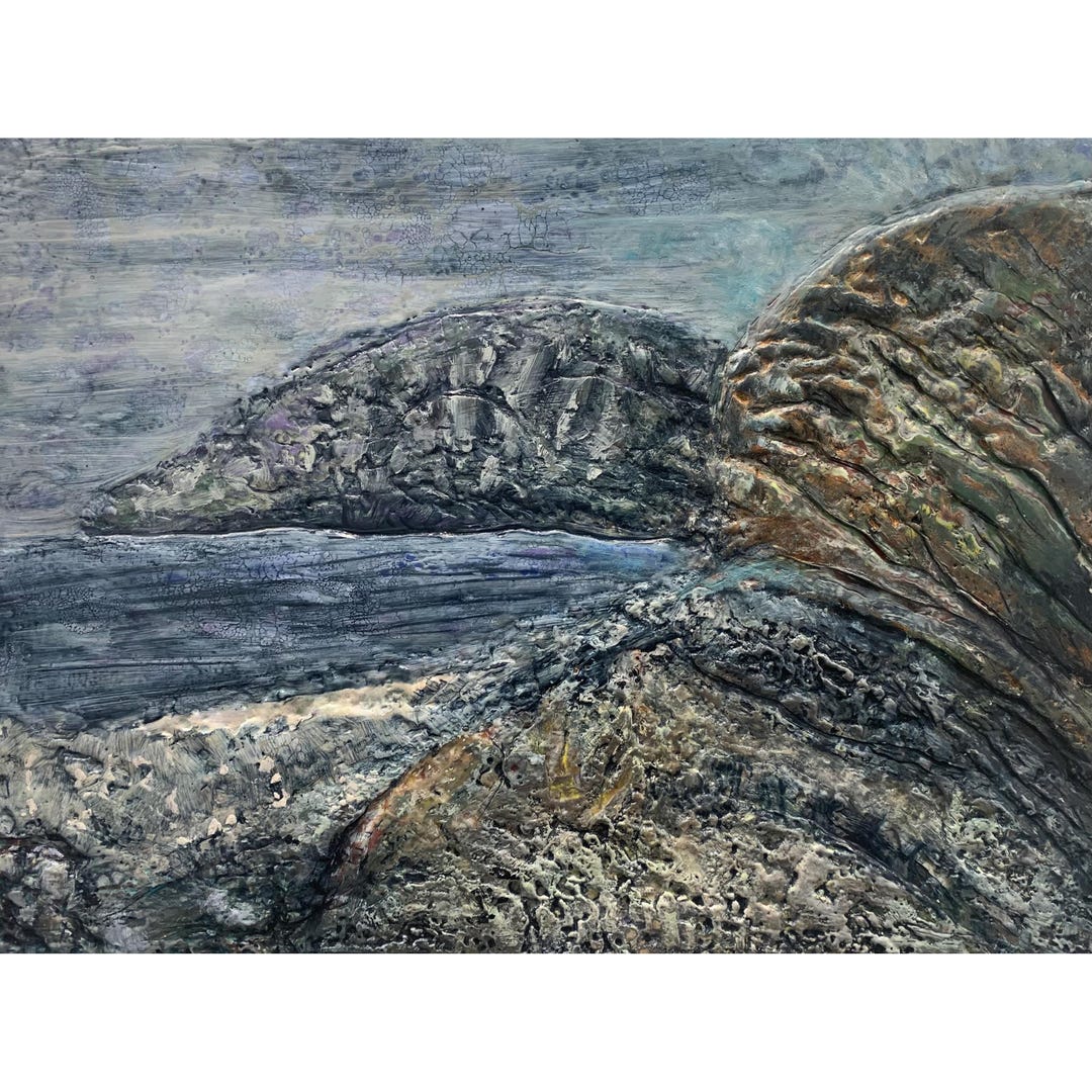 Painting, Encaustic, Wax Art, Landscape, Seascape, Harbor, Santa Cruz ...