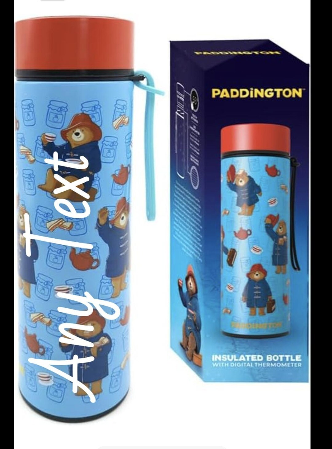 Personalised Paddington Bear Water Bottle | Temperature Display Flask ...