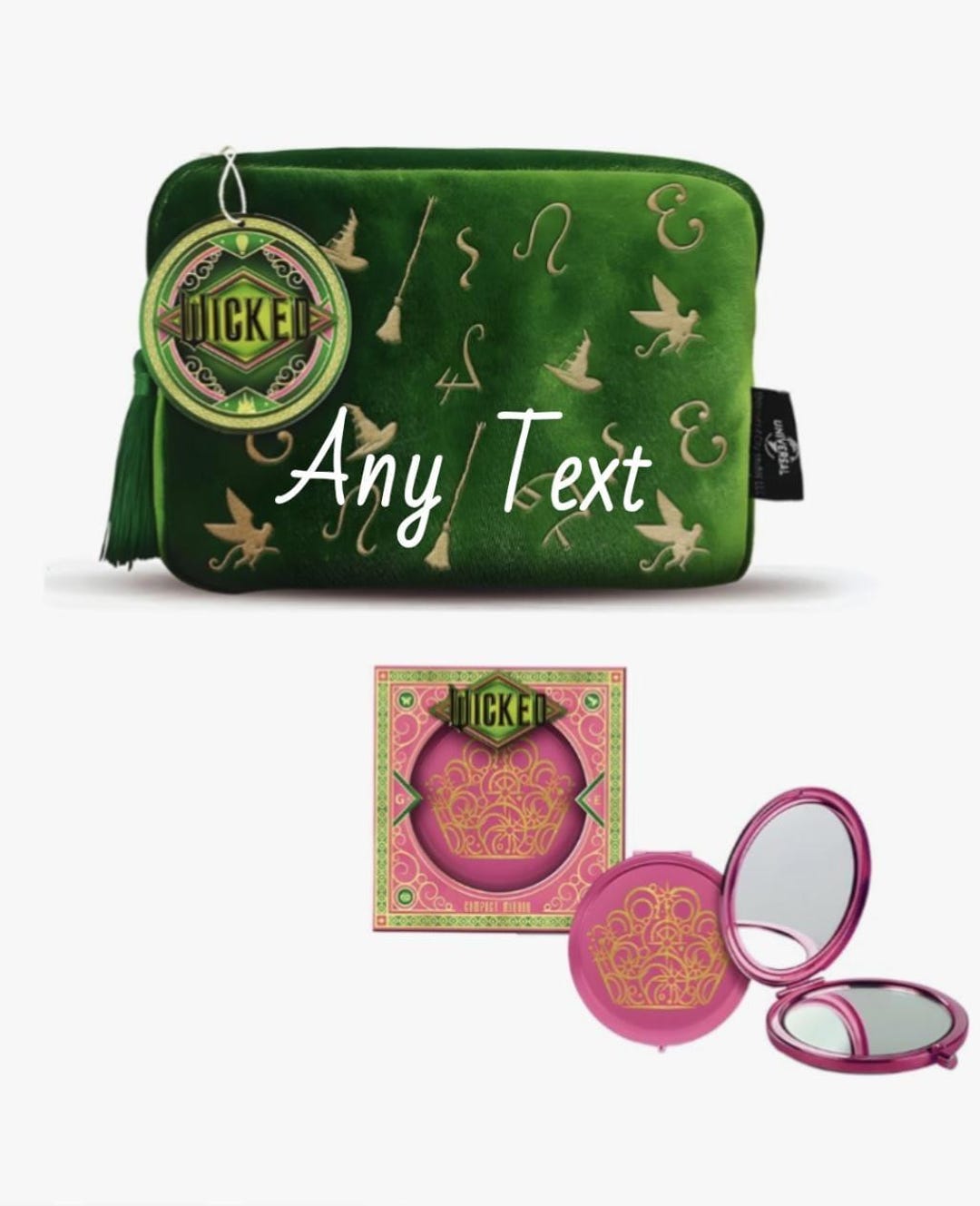 Personalised Wicked Gift Set – Green Cosmetic Bag With Magical Icons ...