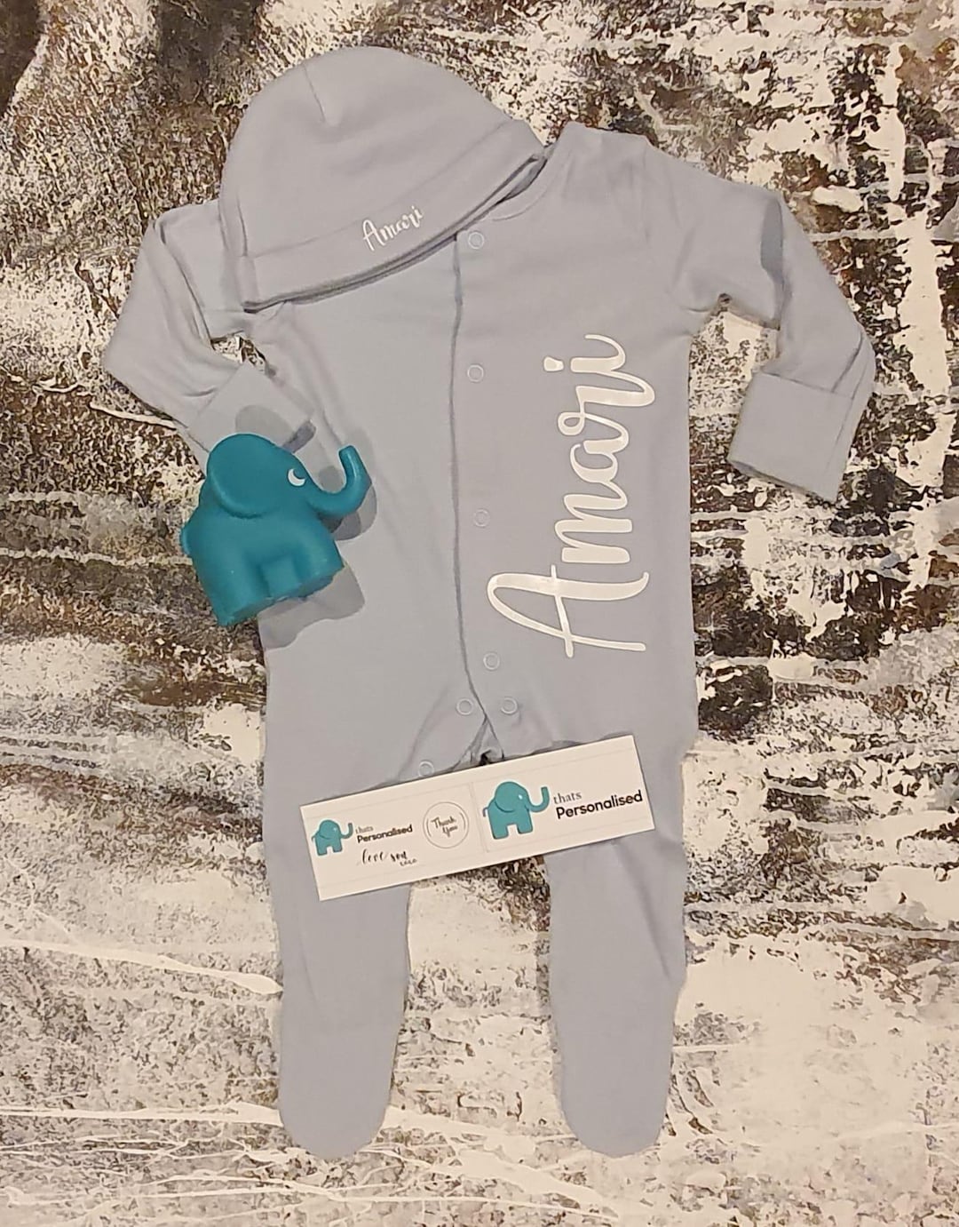 Personalised Baby Grow With Hat – Custom Name Baby Outfit – Newborn ...