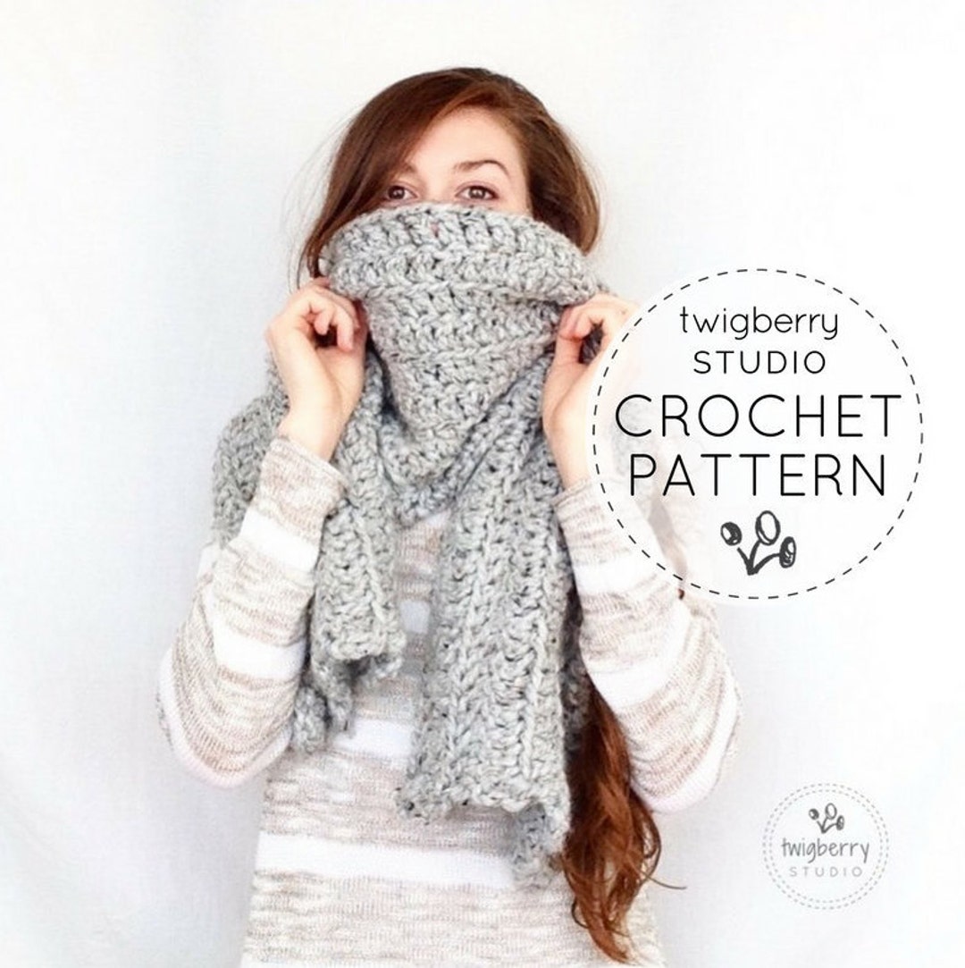 Crochet Scarf PATTERN, Chunky Crochet Scarf Pattern, Large Scarf ...