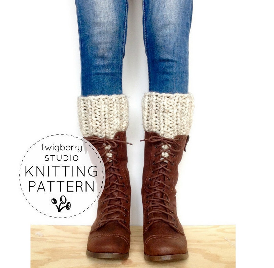 Knit Boot Cuffs PATTERN Chunky Knit Boot Warmers Pattern Knitted Ribbed ...