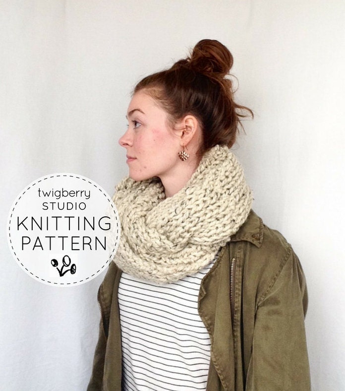 Knitting PATTERN Scarf, Knit Infinity Scarf Pattern, Knitted Scarf ...