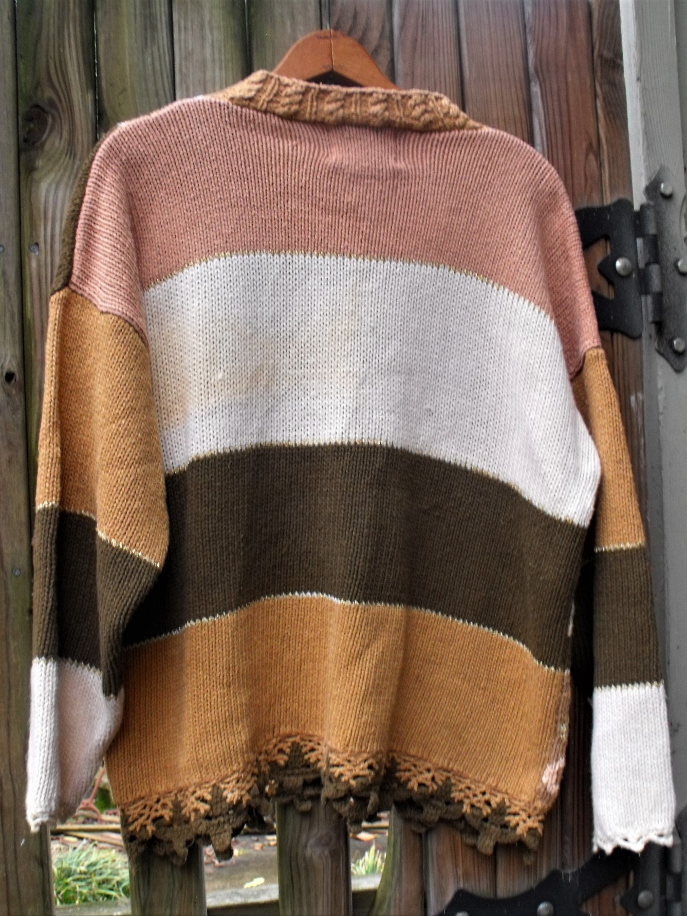 Hand Knit Sweater Heirloom Collectible Size Large Patched - Etsy