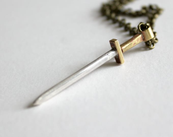 Sword Necklace, Handmade in Sterling Silver and Brass - Etsy