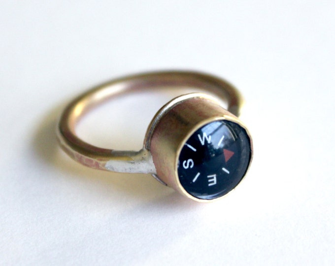 Personalized Compass Ring, Handcrafted in Brass, Working Compass - Etsy