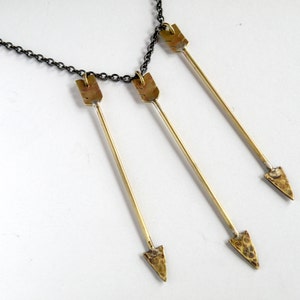 Three Arrow Necklace, Handcrafted in Brass - Etsy