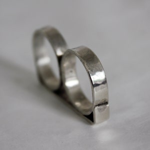 Double Silver Ring, Handcrafted Two Finger Ring in Sterling Silver - Etsy