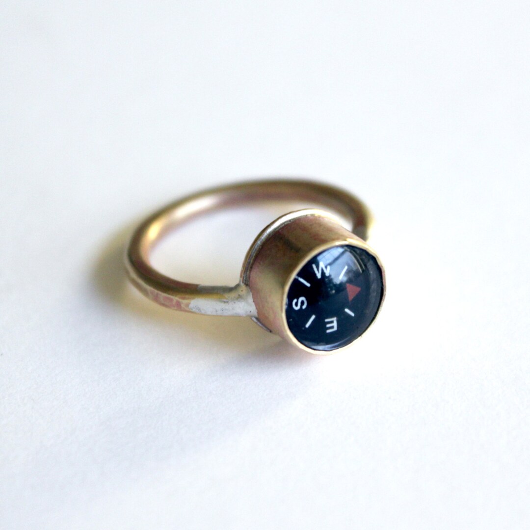 Personalized Compass Ring, Handcrafted in Brass, Working Compass - Etsy