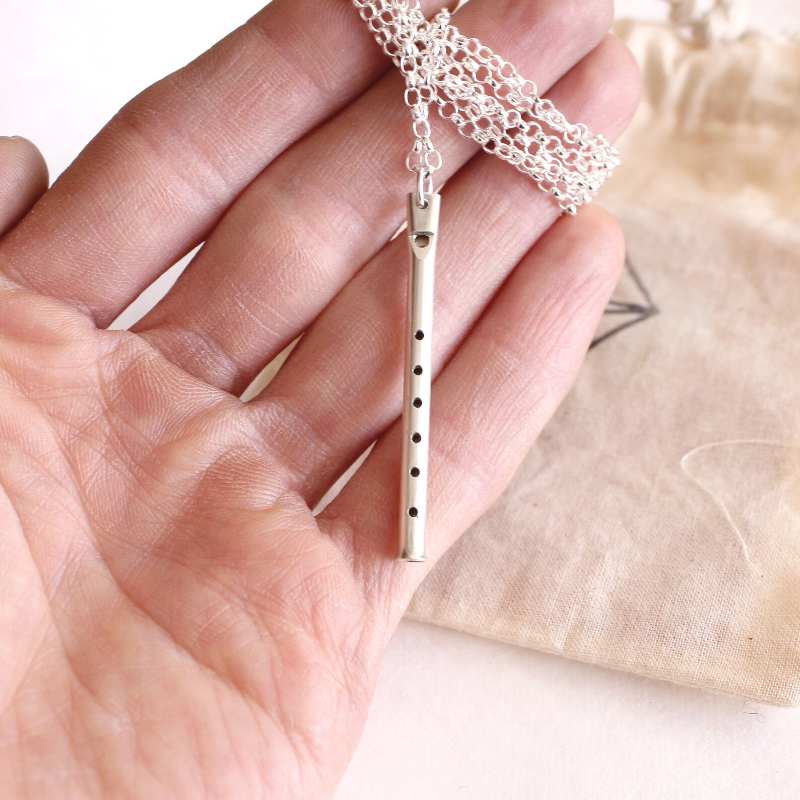 Pied Piper Flute Necklace Handmade in Sterling Silver | Etsy