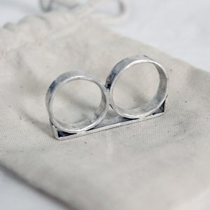 Double Silver Ring, Handcrafted Two Finger Ring in Sterling Silver - Etsy