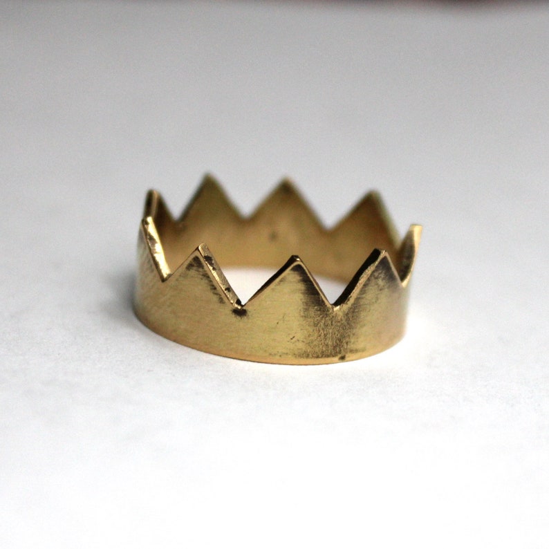 Rustic Gold Crown Ring, Handmade in 14K Gold - Etsy