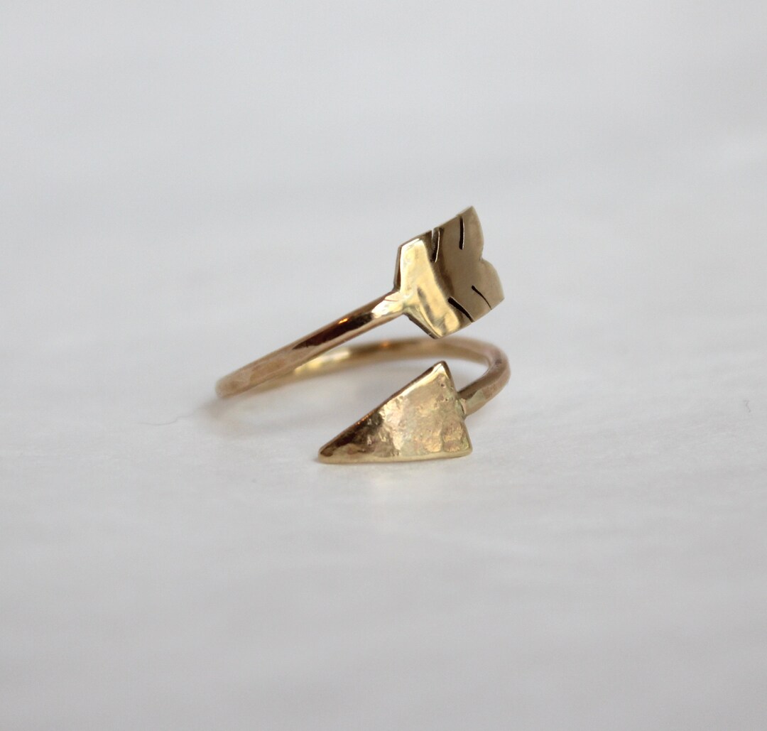 Golden Arrow Ring - Rustic Arrow Wrap Ring Handmade in Solid 14K Gold ...
