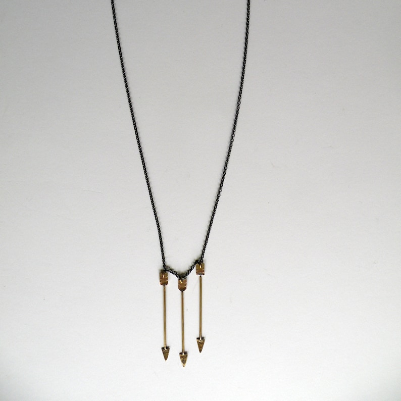 Three Arrow Necklace, Handcrafted in Brass - Etsy