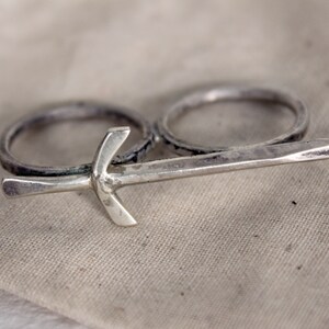 Sword Double Ring, Handcrafted Two Finger Ring in Sterling Silver - Etsy