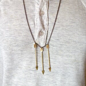 Three Arrow Necklace, Handcrafted in Brass - Etsy
