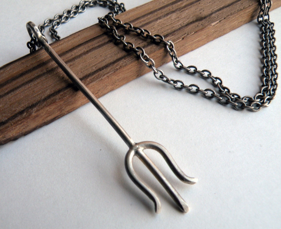 Silver Trident Necklace | Etsy