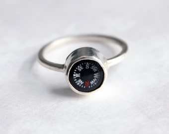 Silver Compass Ring - Etsy