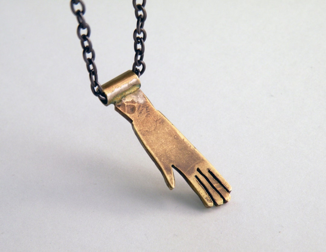 Hand Necklace Handmade in Brass - Etsy