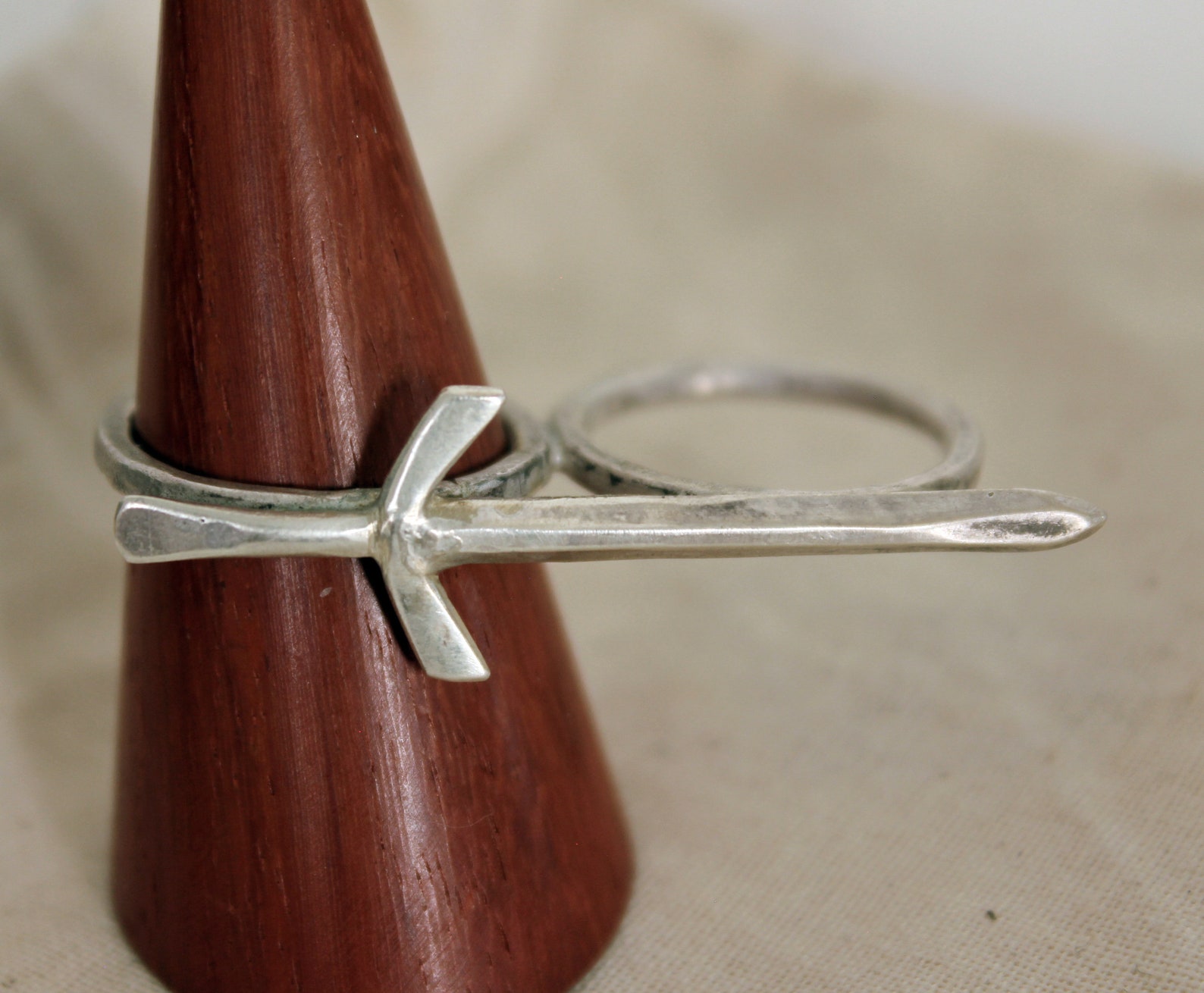 Sword Double Ring Handcrafted Two Finger Ring in Sterling | Etsy